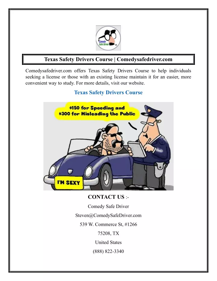 PPT - Texas Safety Drivers Course Comedysafedriver.com PowerPoint ... PPT - Texas Safety Drivers Course Comedysafedriver.com PowerPoint ...