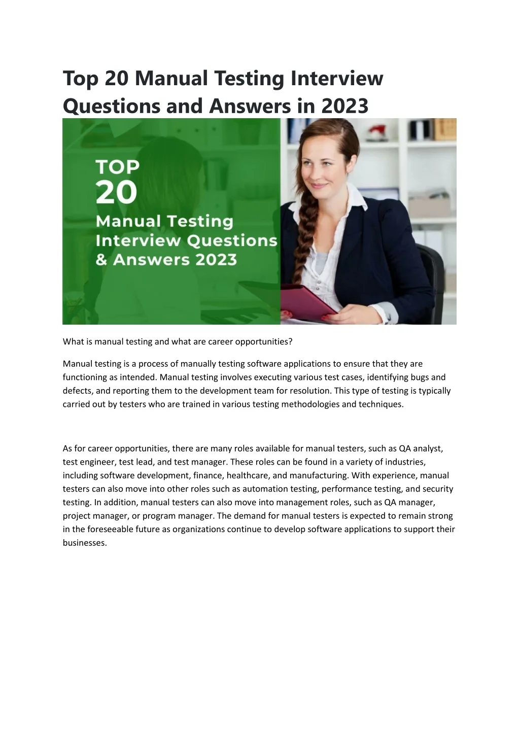 PPT - Top 20 Manual Testing Interview Questions and Answers in 2023 ...