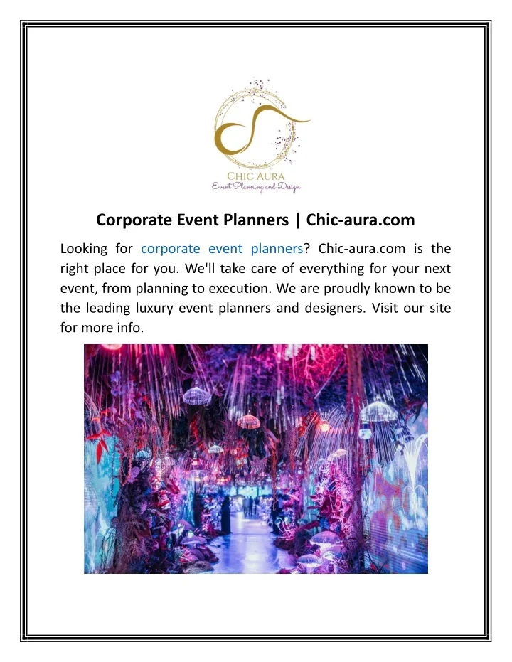 PPT - Corporate Event Planners Chic-aura PowerPoint Presentation, free ...