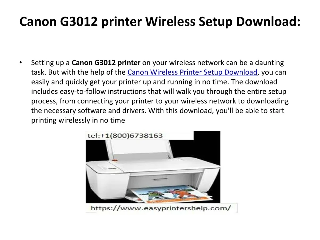 PPT - Canon G3012 printer Wireless Setup Download PowerPoint ...