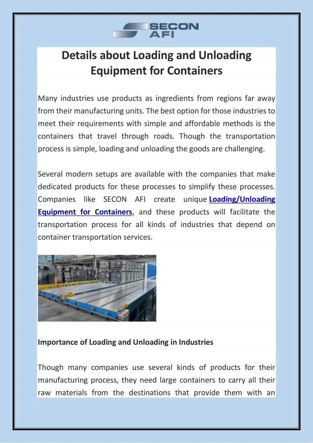 PPT - Details about Loading and Unloading Equipment for Containers ...