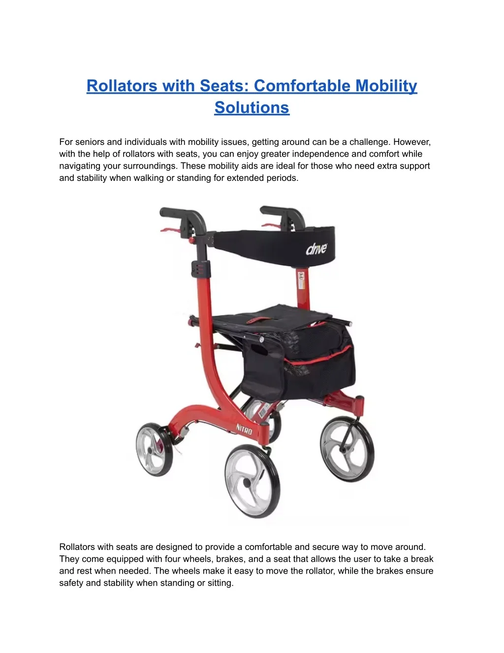 PPT - Rollators with Seats: Comfortable Mobility Solutions PowerPoint ...