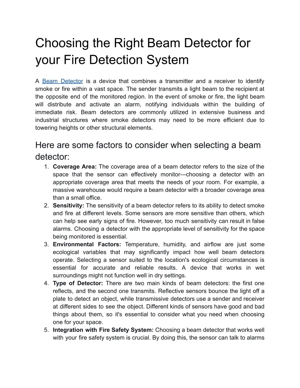 PPT - Choosing the Right Beam Detector for your Fire Detection System ...
