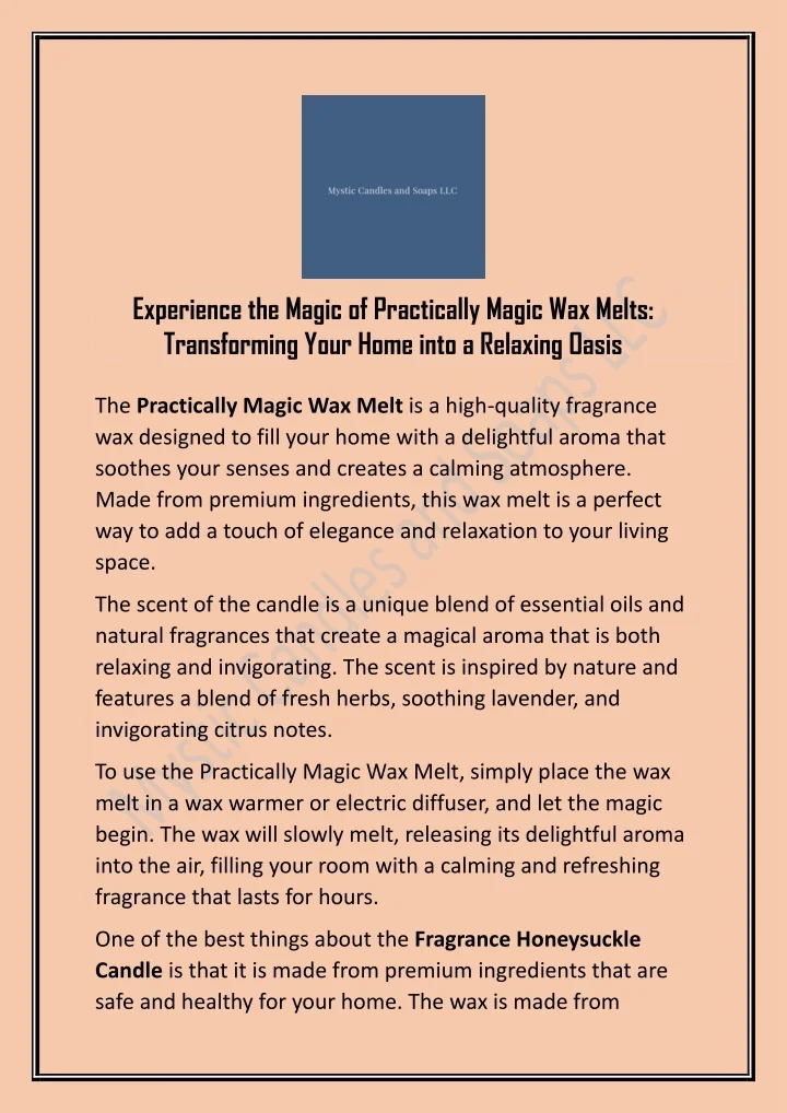 PPT - Mystic Candles and Soaps LLC Sells Practically Magic Wax Melt PowerPoint Presentation - ID ...