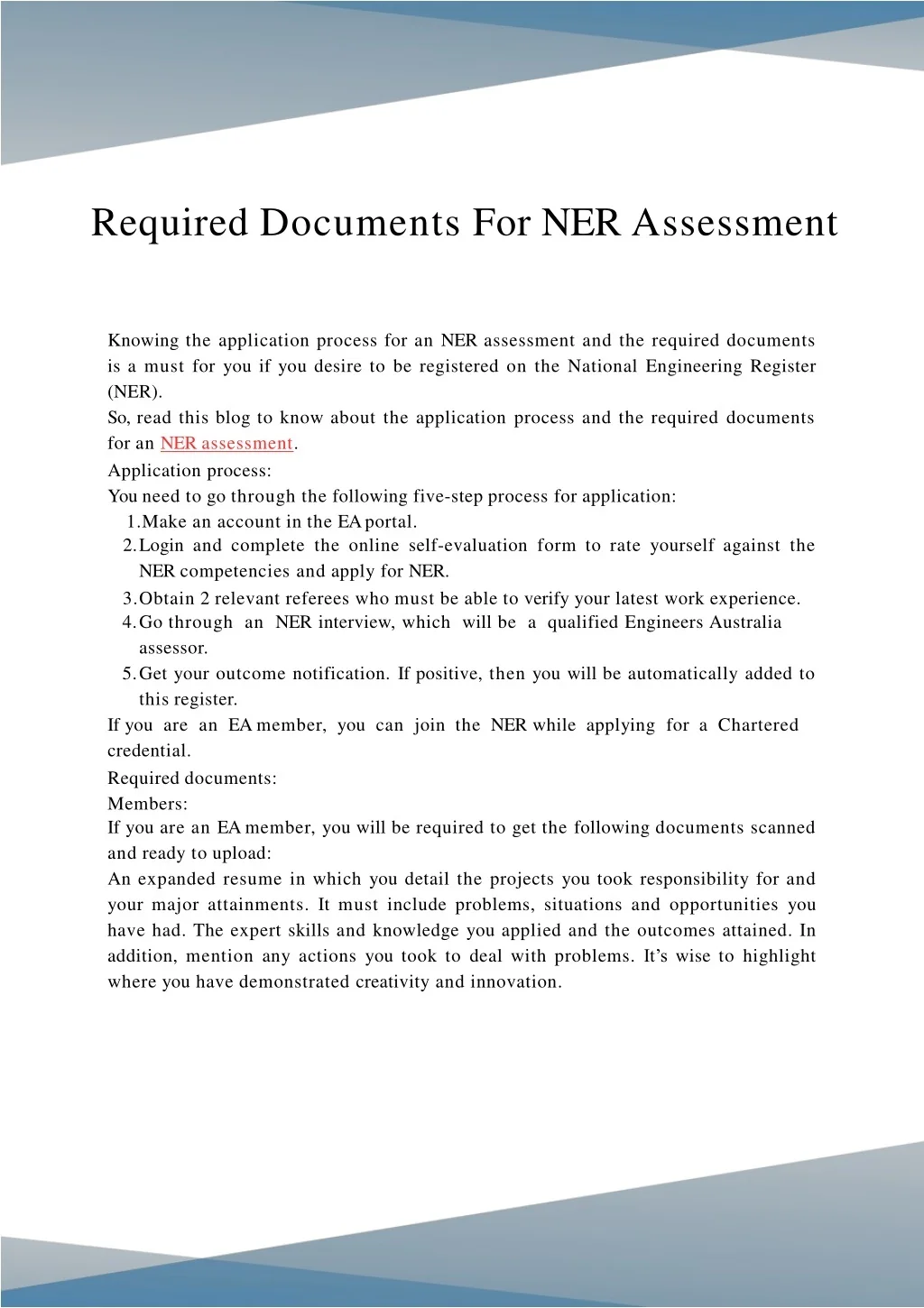PPT - Required Documents For NER Assessment PowerPoint Presentation ...