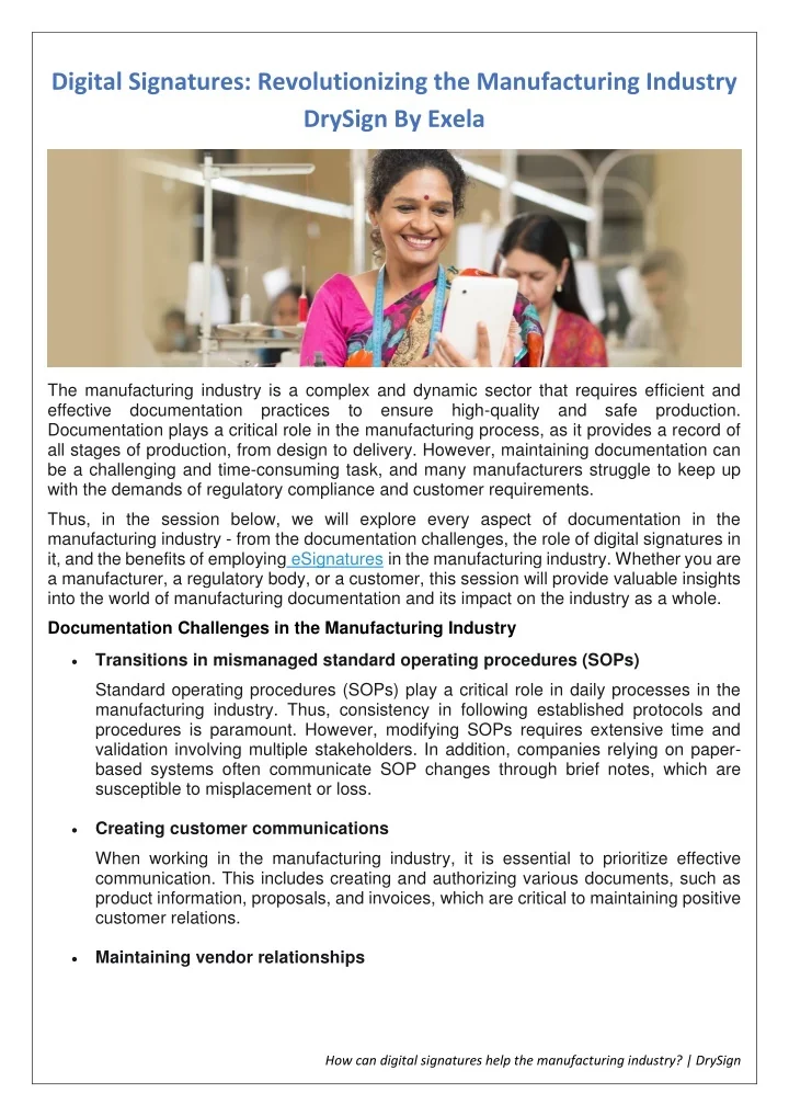 PPT - Digital Signatures Revolutionizing the Manufacturing Industry ...