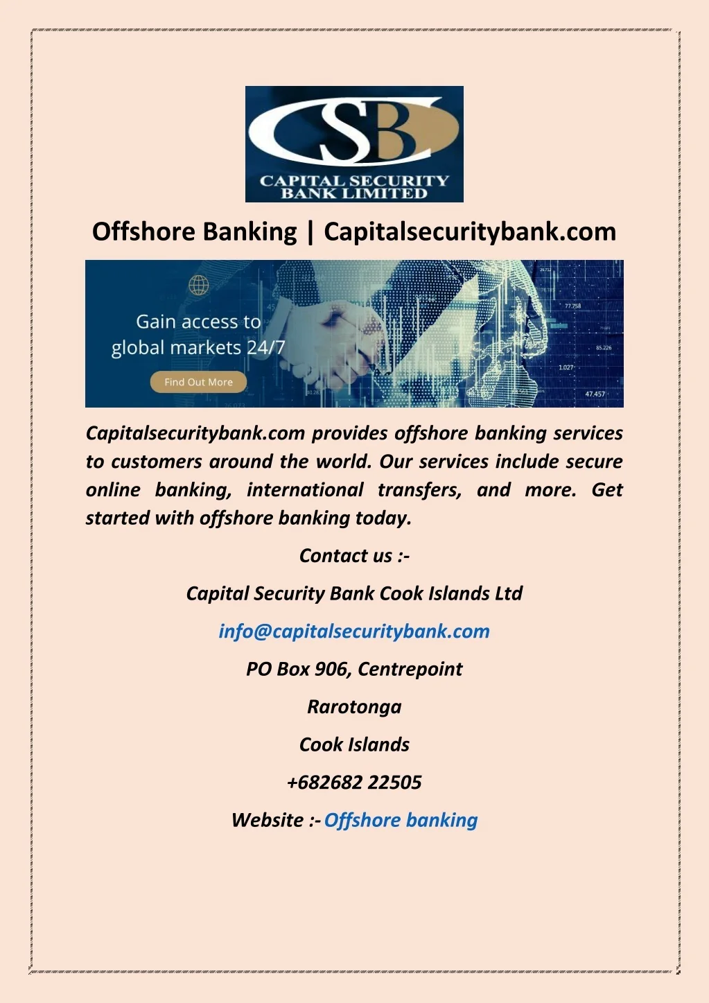 PPT - Offshore Banking Capitalsecuritybank com PowerPoint Presentation ...