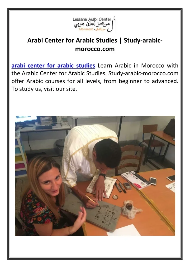 PPT - Arabi Center for Arabic Studies | Study-arabic-morocco.com ...