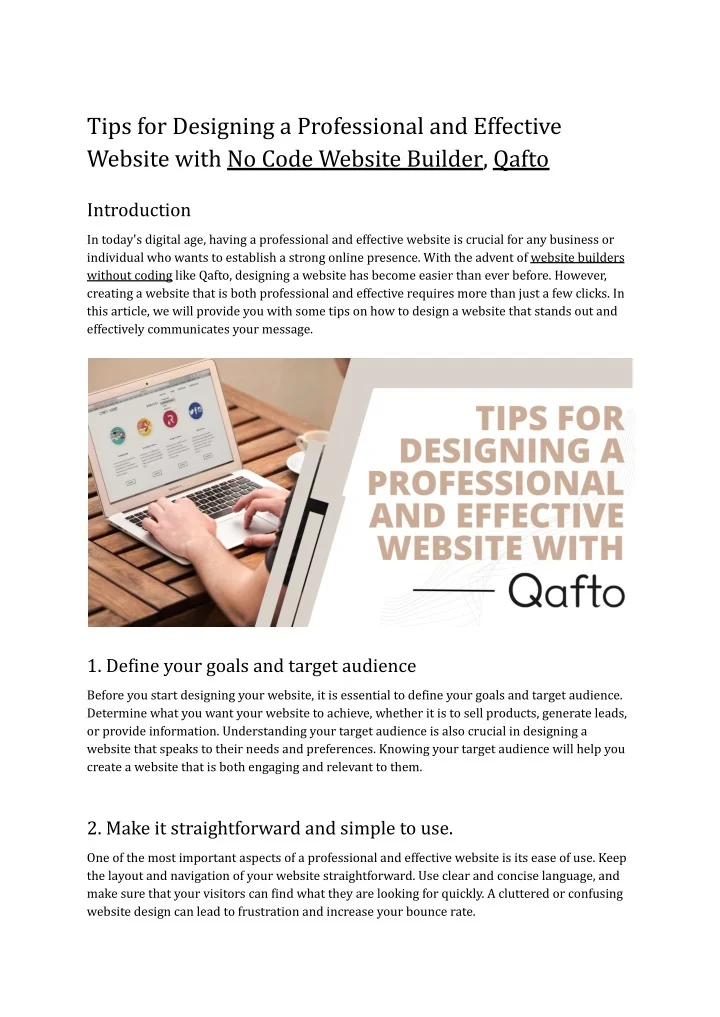 PPT - Tips for Designing a Professional and Effective Website with No Code Website Builder ...