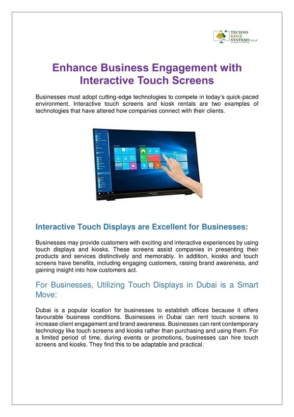 PPT - Enhance Business Engagement with Interactive Touch Screen1 ...