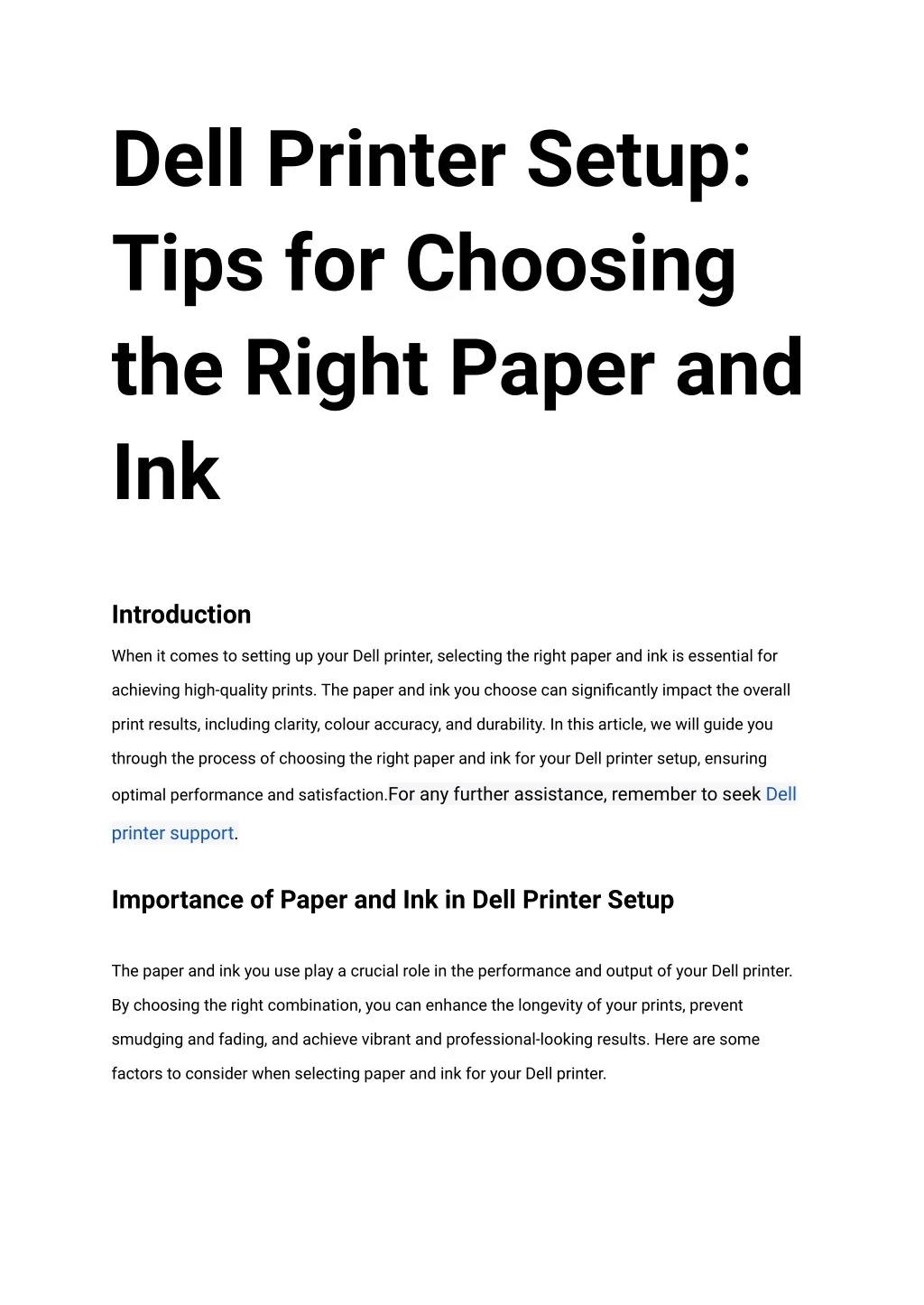 PPT - Dell Printer Setup_ Tips for Choosing the Right Paper and Ink ...