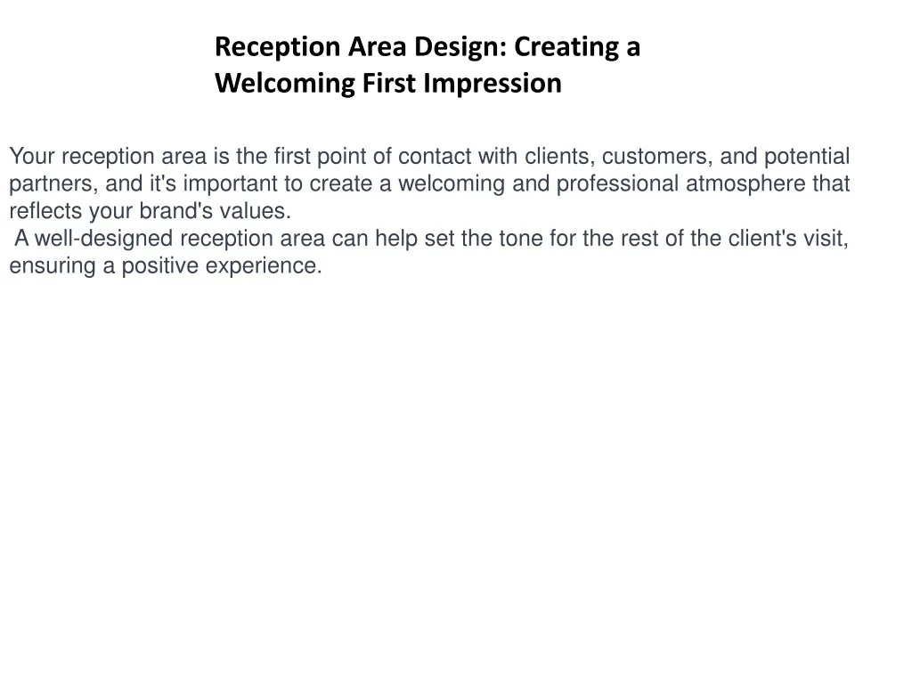 PPT - Reception Area Design: Creating a Welcoming First Impression ...