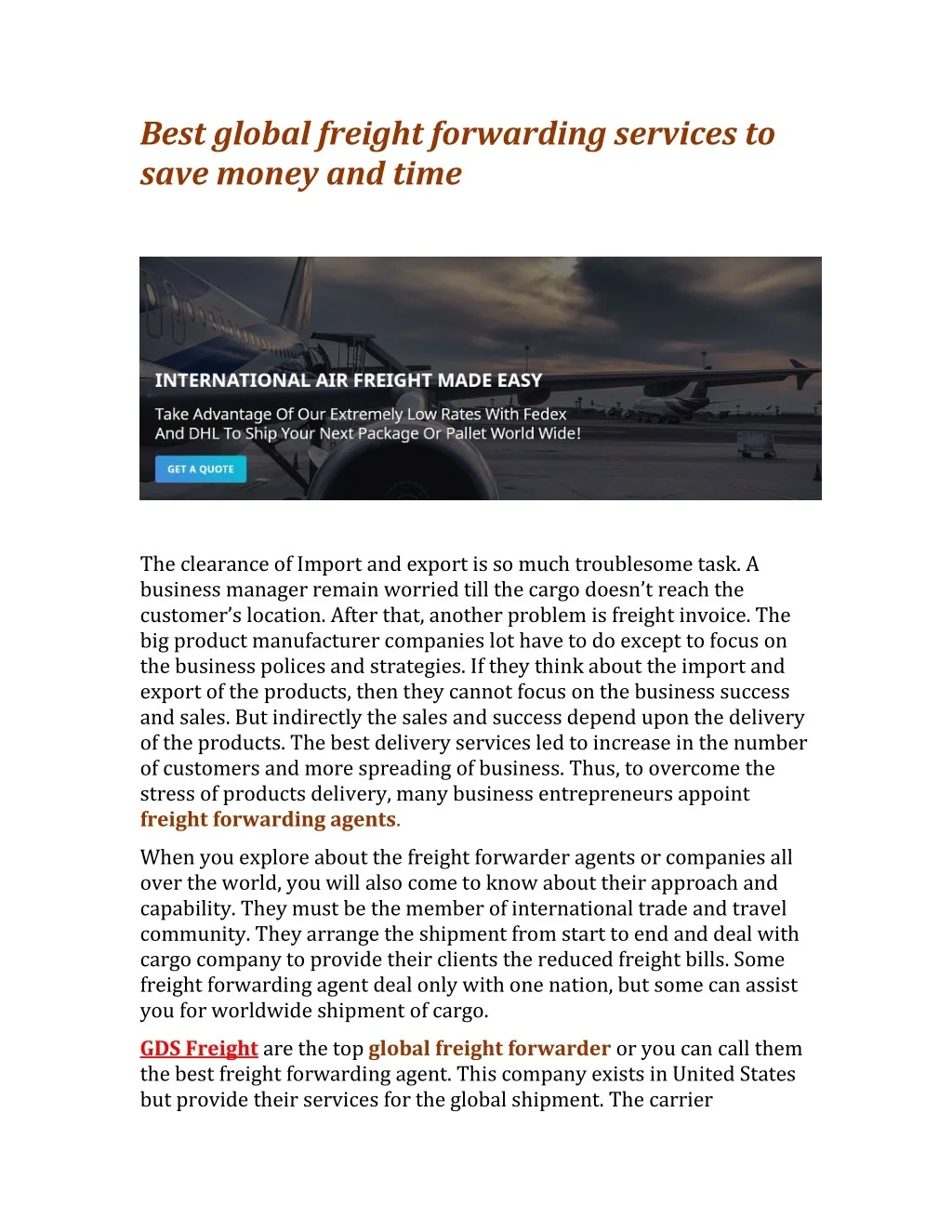 PPT - Best global freight forwarding services to save money and time PowerPoint Presentation ...