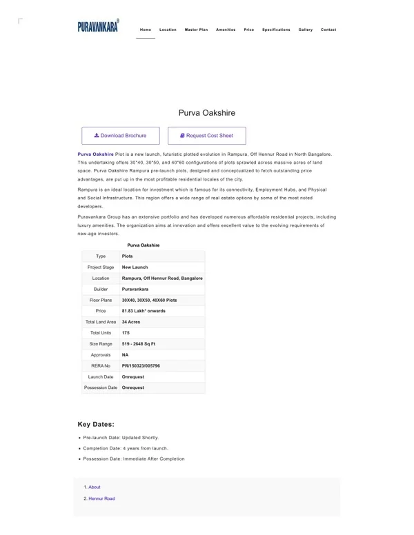 PPT - Purva Oakshire New Launch PowerPoint Presentation, free download ...