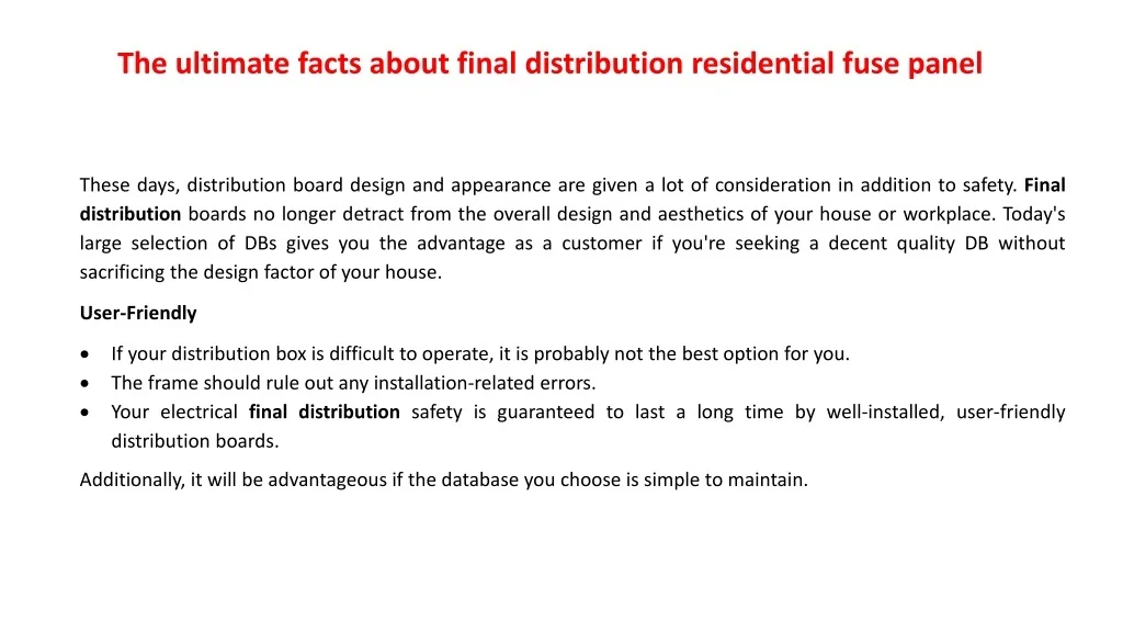PPT - The ultimate facts about final distribution residential fuse ...