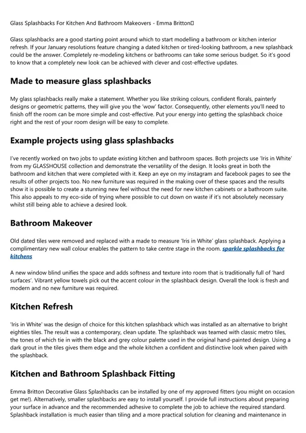 PPT - Glass Splashbacks For Kitchen And Lavatory Makeovers - Emma ...