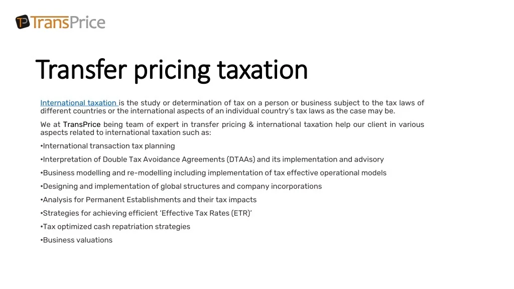 PPT - Transfer pricing taxation PowerPoint Presentation, free download ...