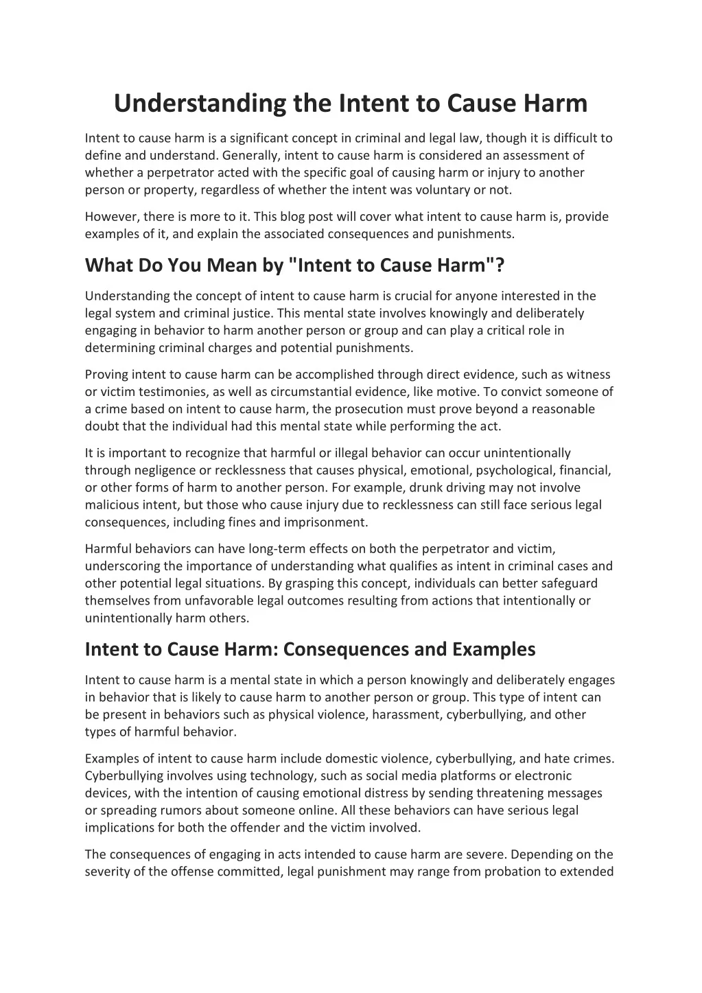 PPT - Understanding the Intent to Cause Harm PowerPoint Presentation ...