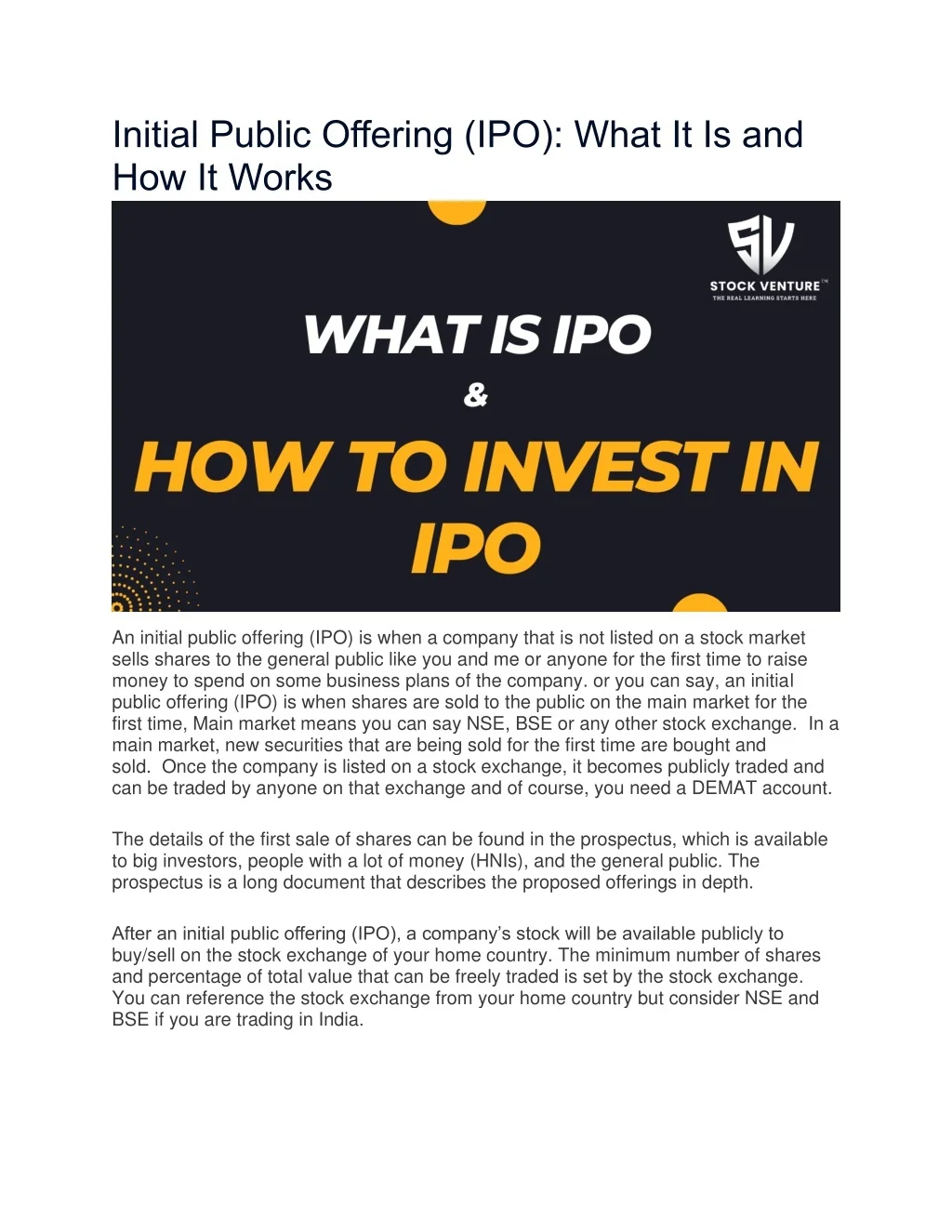 PPT - Initial Public Offering (IPO) What It Is and How It Works ...