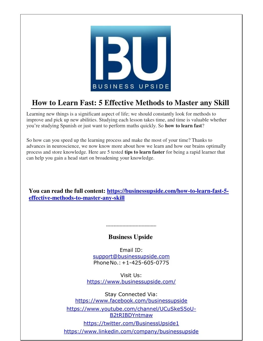 PPT - How to Learn Fast 5 Effective Methods to Master any Skill ...