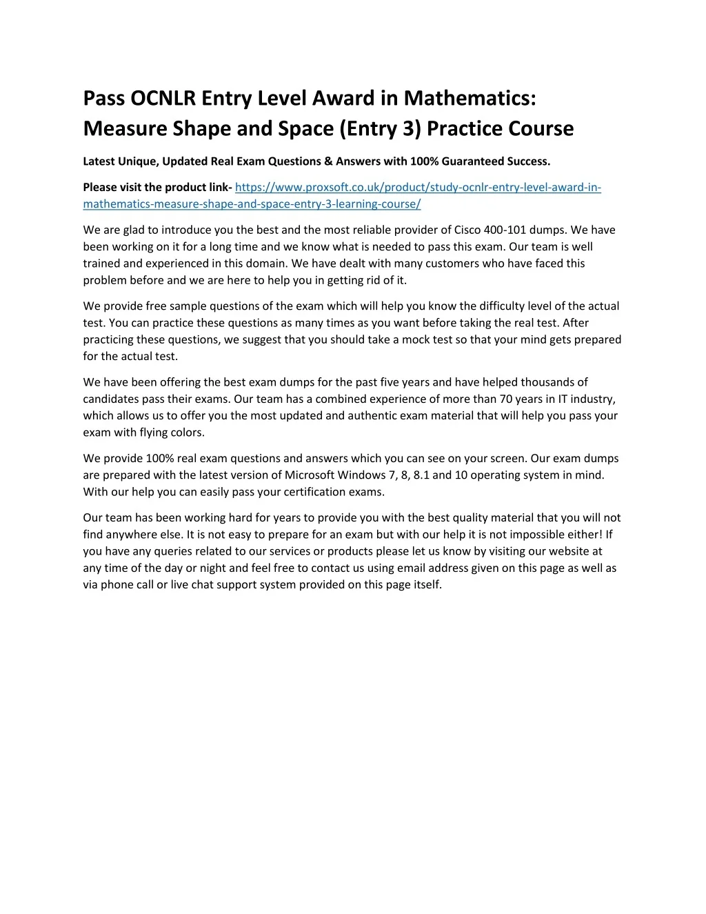 PPT - Pass OCNLR Entry Level Award in Mathematics: Measure Shape and ...