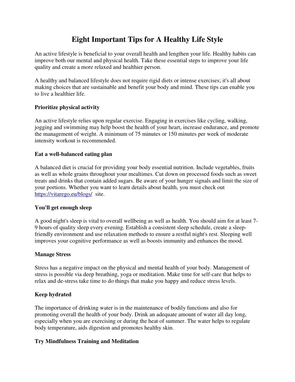 PPT - Eight Important Tips for A Healthy Life Style PowerPoint ...
