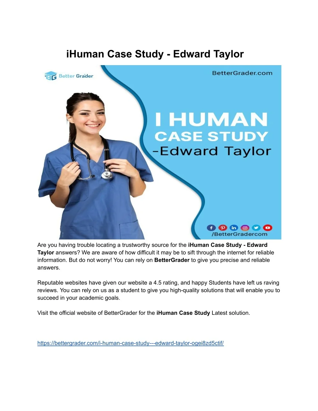 PPT - iHuman Case Study - Edward Taylor PowerPoint Presentation, free ...