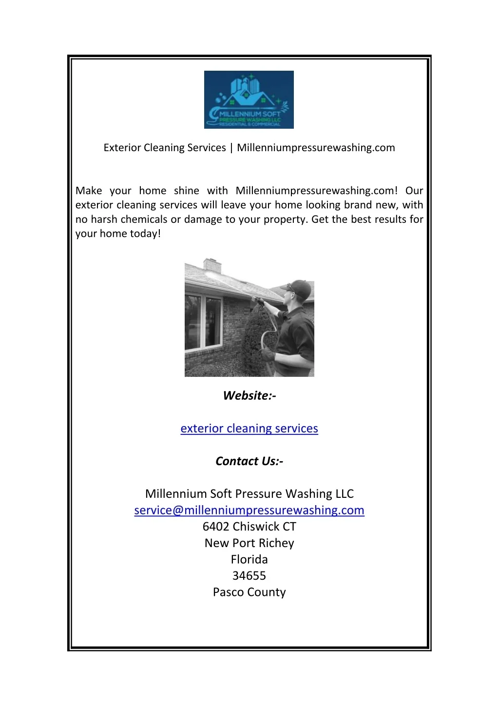 PPT - Exterior Cleaning Services Millenniumpressurewashing com ...