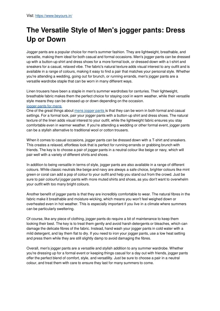 PPT - The Versatile Style of Men's Linen Trousers_ Dress Up or Down ...