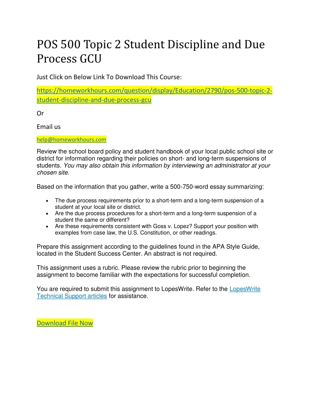 PPT - POS 500 Topic 2 Student Discipline and Due Process GCU PowerPoint ...
