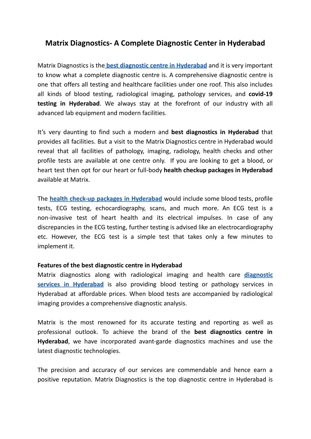 PPT - Matrix Diagnostics- A Complete Diagnostic Center in Hyderabad ...