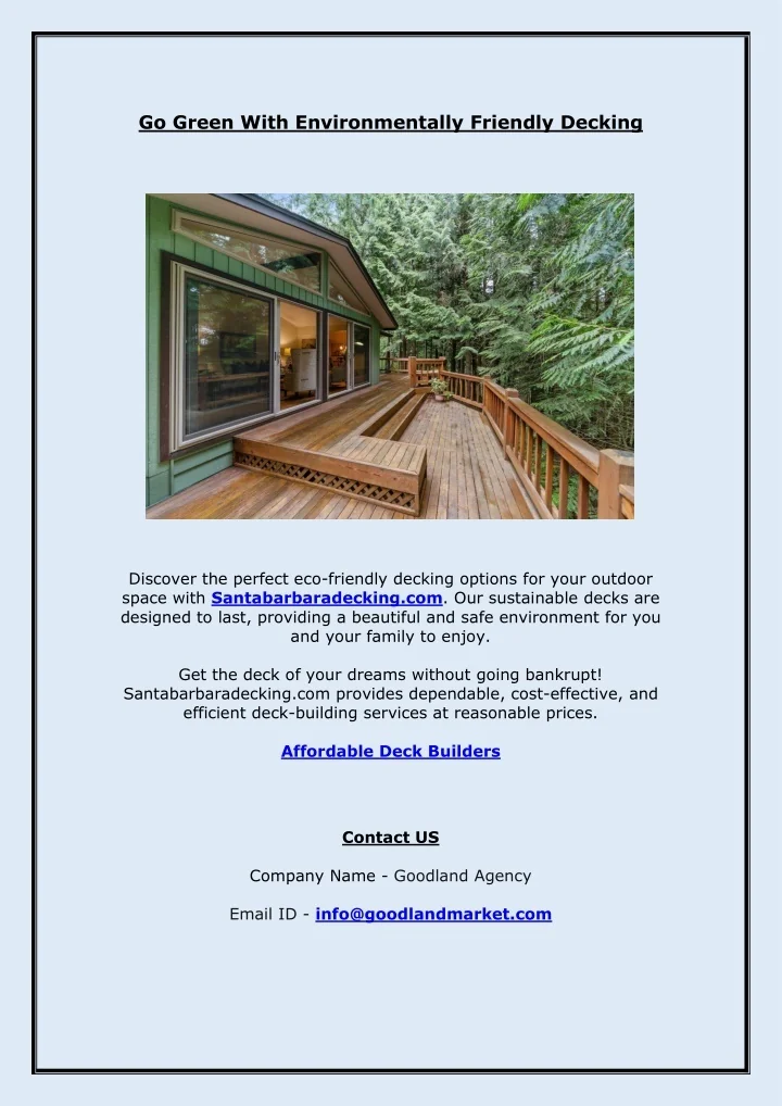 PPT - Go Green With Environmentally Friendly Decking PowerPoint Presentation - ID:12168826