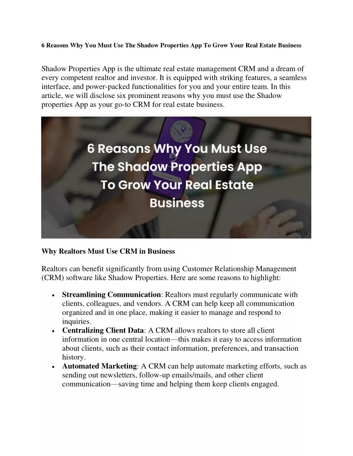 PPT - 6 Reasons Why You Must Use The Shadow Properties App To Grow Your ... PPT - 6 Reasons Why You Must Use The Shadow Properties App To Grow Your ...