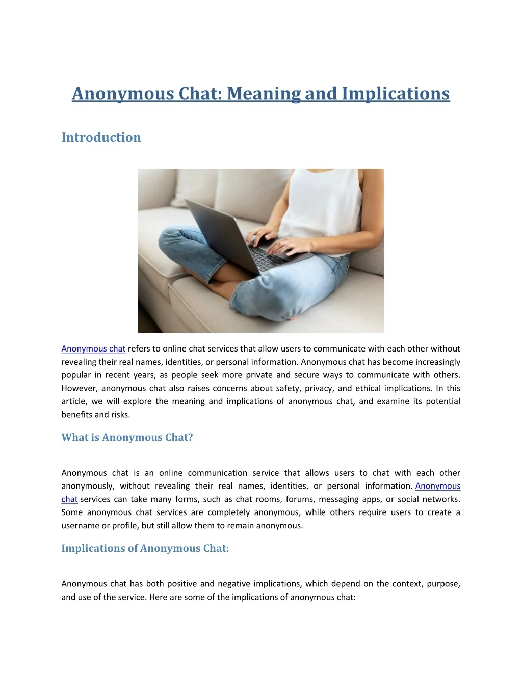 PPT - Anonymous Chat Meaning and Implications PowerPoint Presentation ...