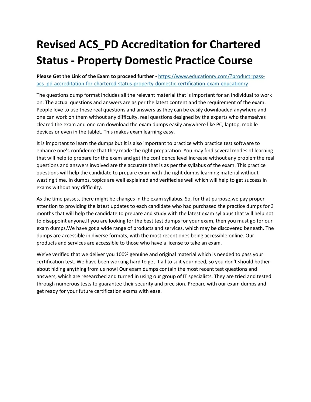 PPT - ACS_PD Accreditation for Chartered Status - Property Domestic ...