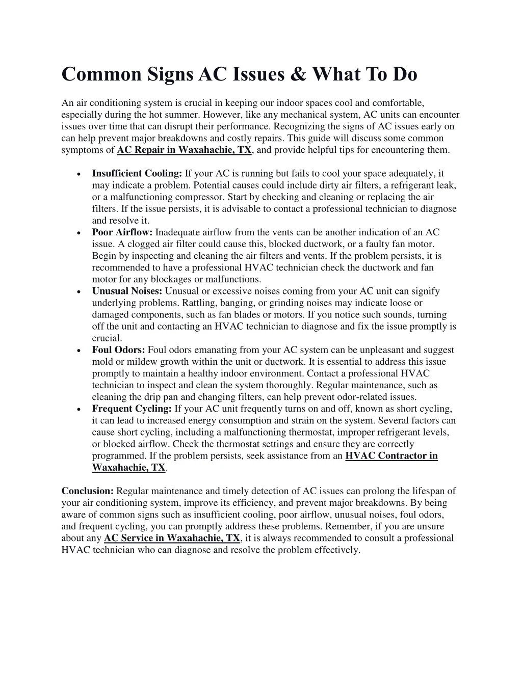 PPT - Common Signs AC Issues PowerPoint Presentation, free download ...