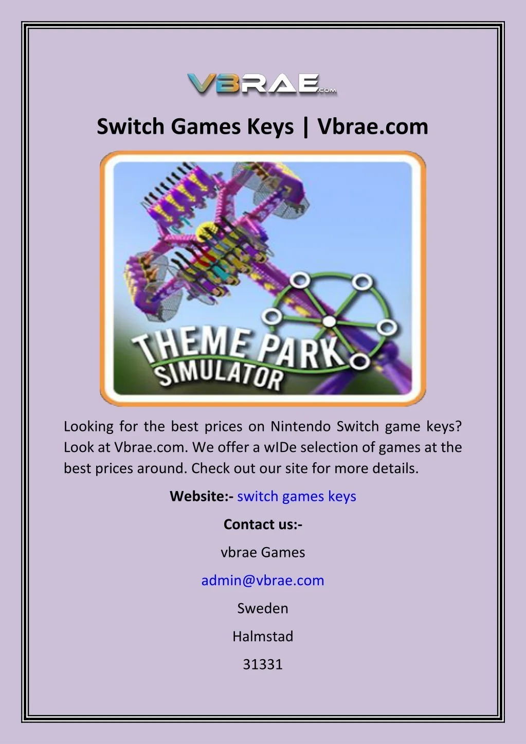 PPT - Switch Games Keys Vbrae PowerPoint Presentation, free download ...