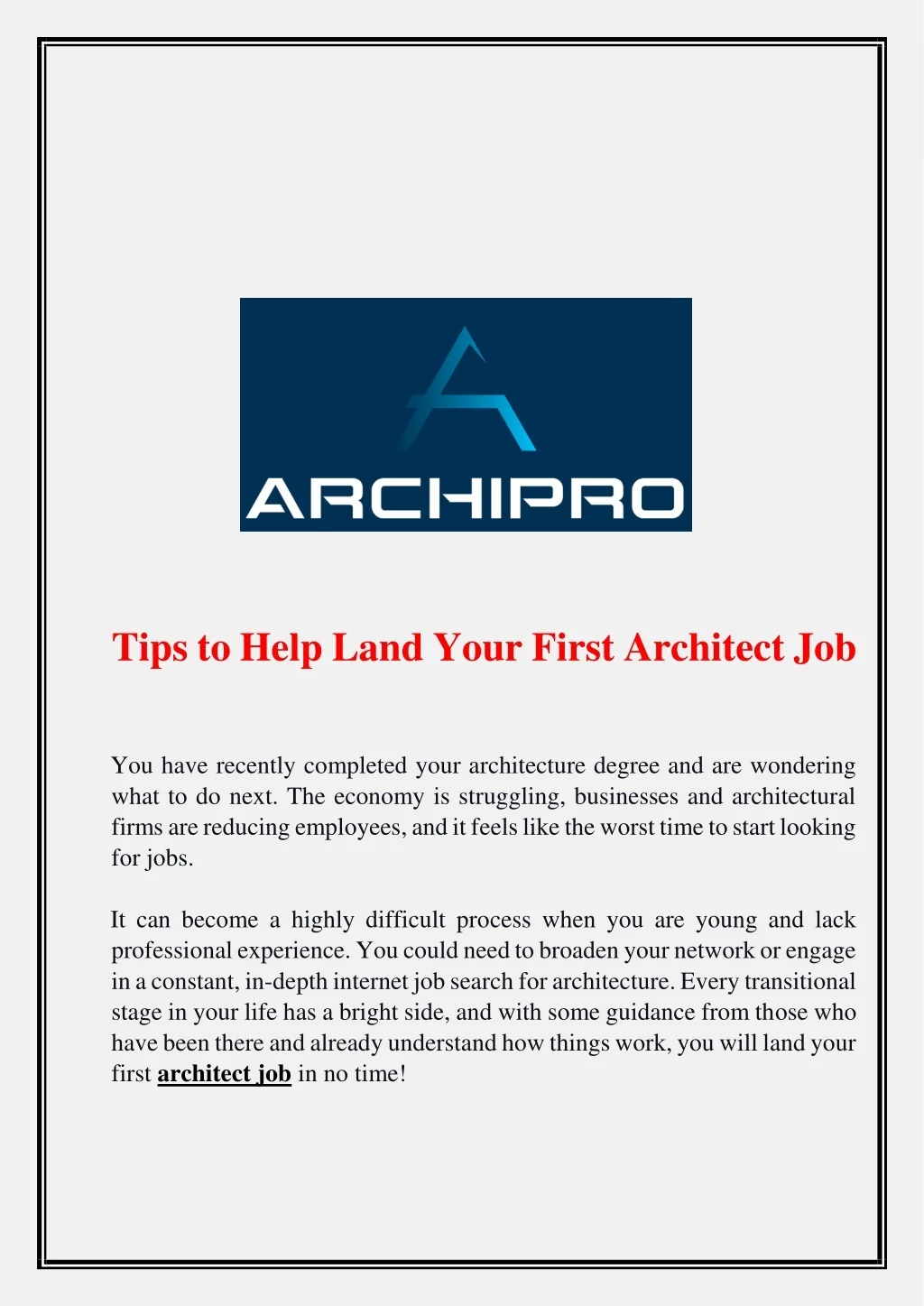 PPT - Tips to Help Land Your First Architect Job PowerPoint ...