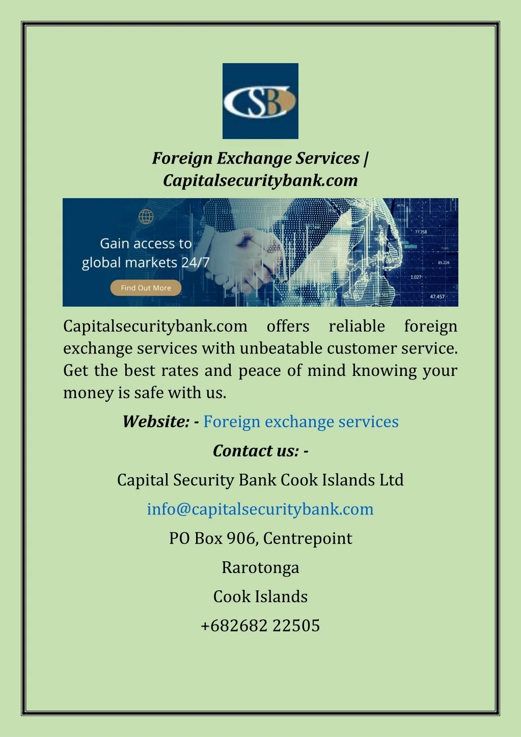 PPT - Foreign Exchange Services Capitalsecuritybank.com PowerPoint ...
