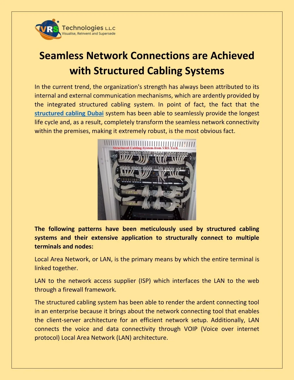 PPT - Seamless Network Connections are Achieved with Structured Cabling ...