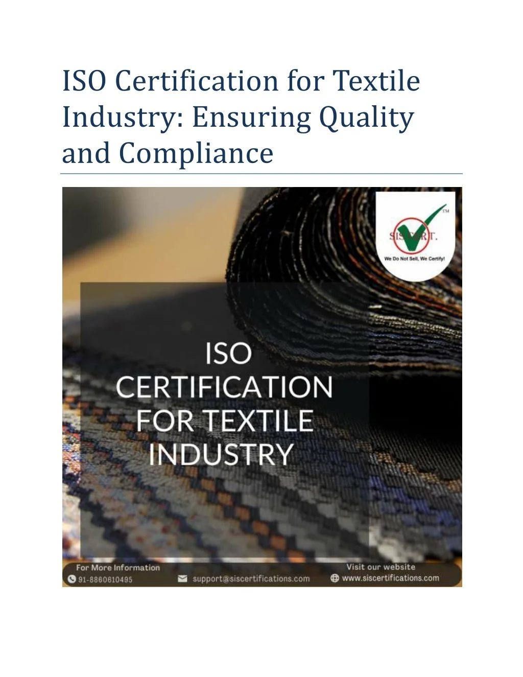 PPT - ISO Certification for Textile Industry: Ensuring Quality and ...