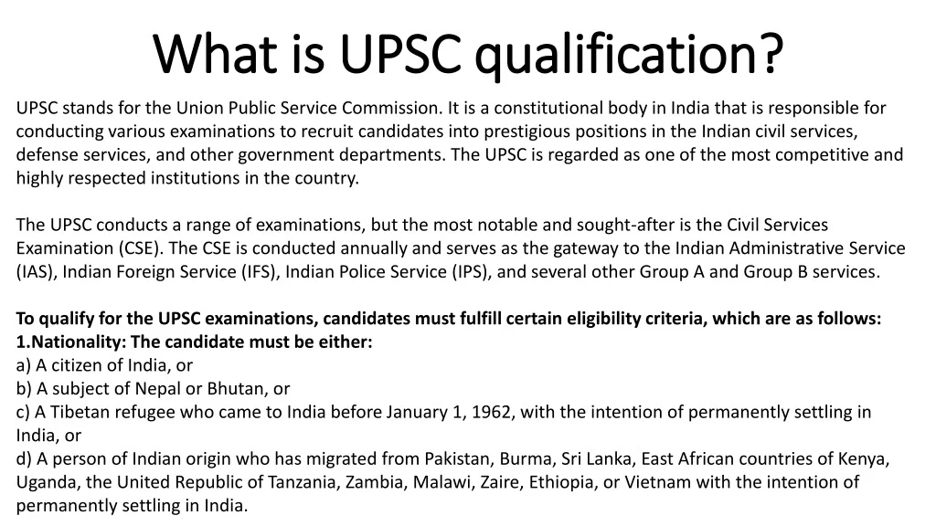 PPT - What is UPSC qualification PowerPoint Presentation, free download ...