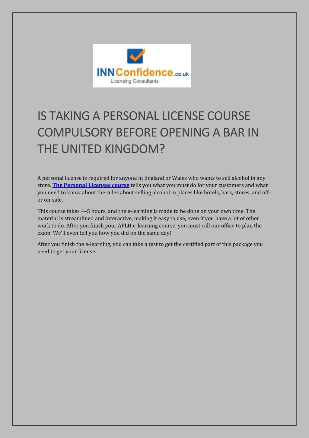 PPT - A PERSONAL LICENSE COURSE PowerPoint Presentation, free download ...