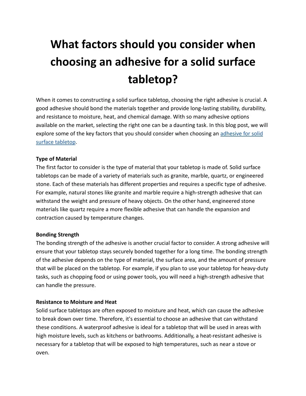 PPT - What factors should you consider when choosing an adhesive for a ...