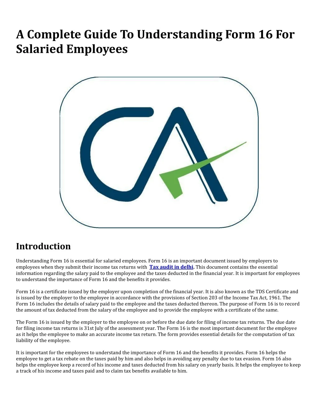 PPT - A Complete Guide To Understanding Form 16 For Salaried Employees ...