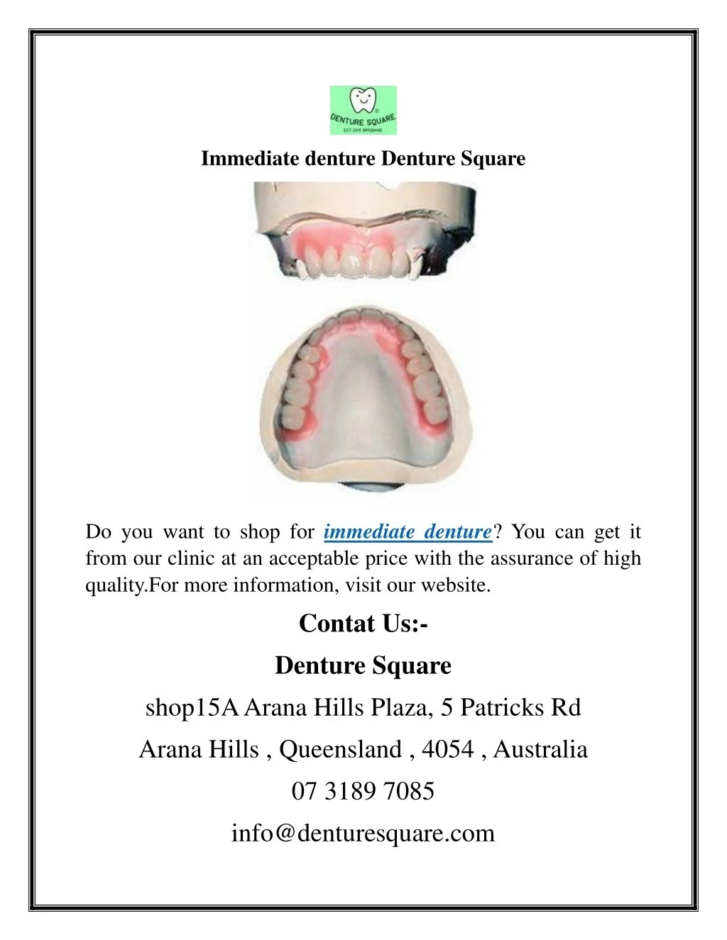 PPT - Immediate denture Denture Square PowerPoint Presentation, free ...