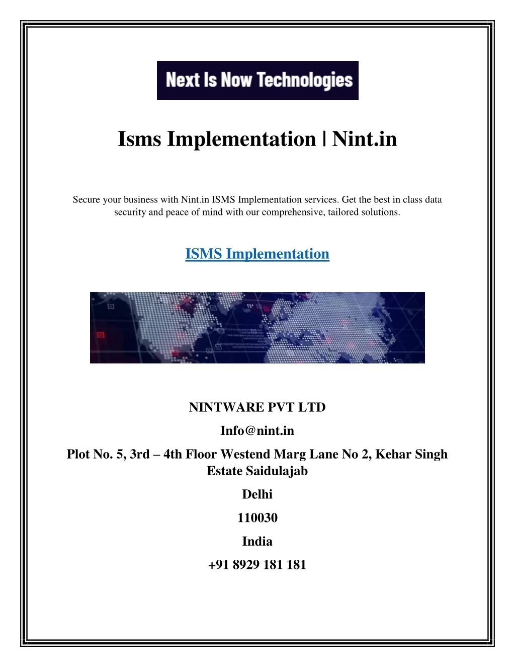 PPT - Isms Implementation Nint.in PowerPoint Presentation, free download - ID:12189533