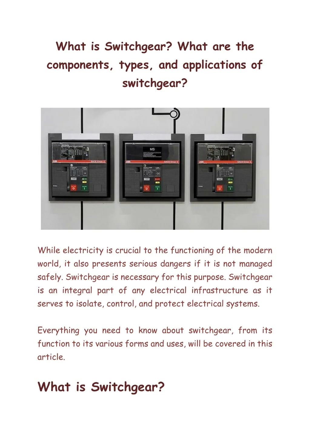 PPT - What is Switchgear What are the components, types, and ...