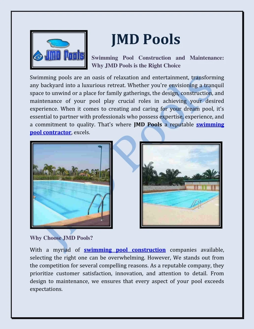 PPT - JMD-Pools PowerPoint Presentation, free download - ID:12190965
