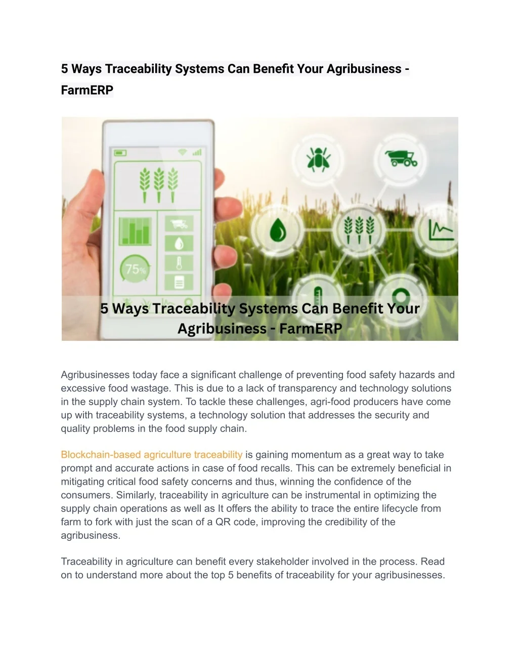 PPT - 5 Ways Traceability Systems Can Benefit Your Agribusiness ...